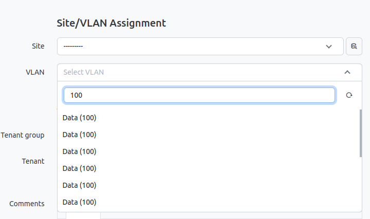 Specifying a site during the creation or import of a prefix prevents seleting a VLAN unassigned ...