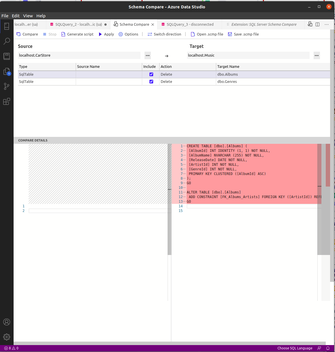 Schema Compare diff editor windows don't have horizontal scrollbar · Issue #5342 · microsoft ...