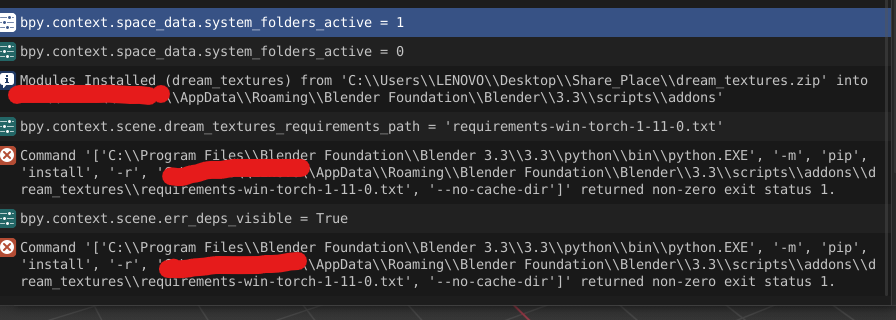 Error installing dependencies · Issue #75 · carson-katri/dream-textures · GitHub