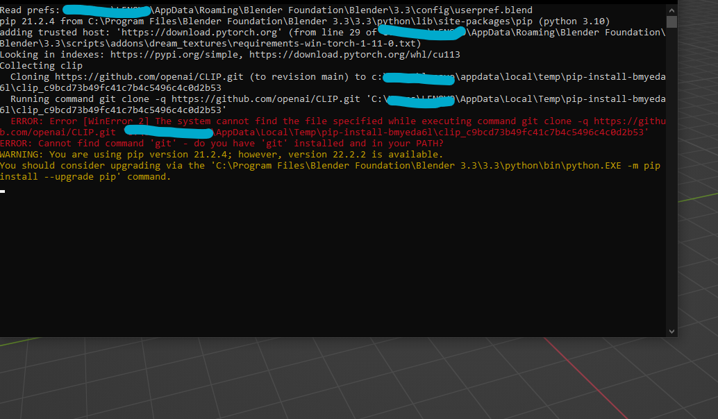 Error installing dependencies · Issue #75 · carson-katri/dream-textures · GitHub