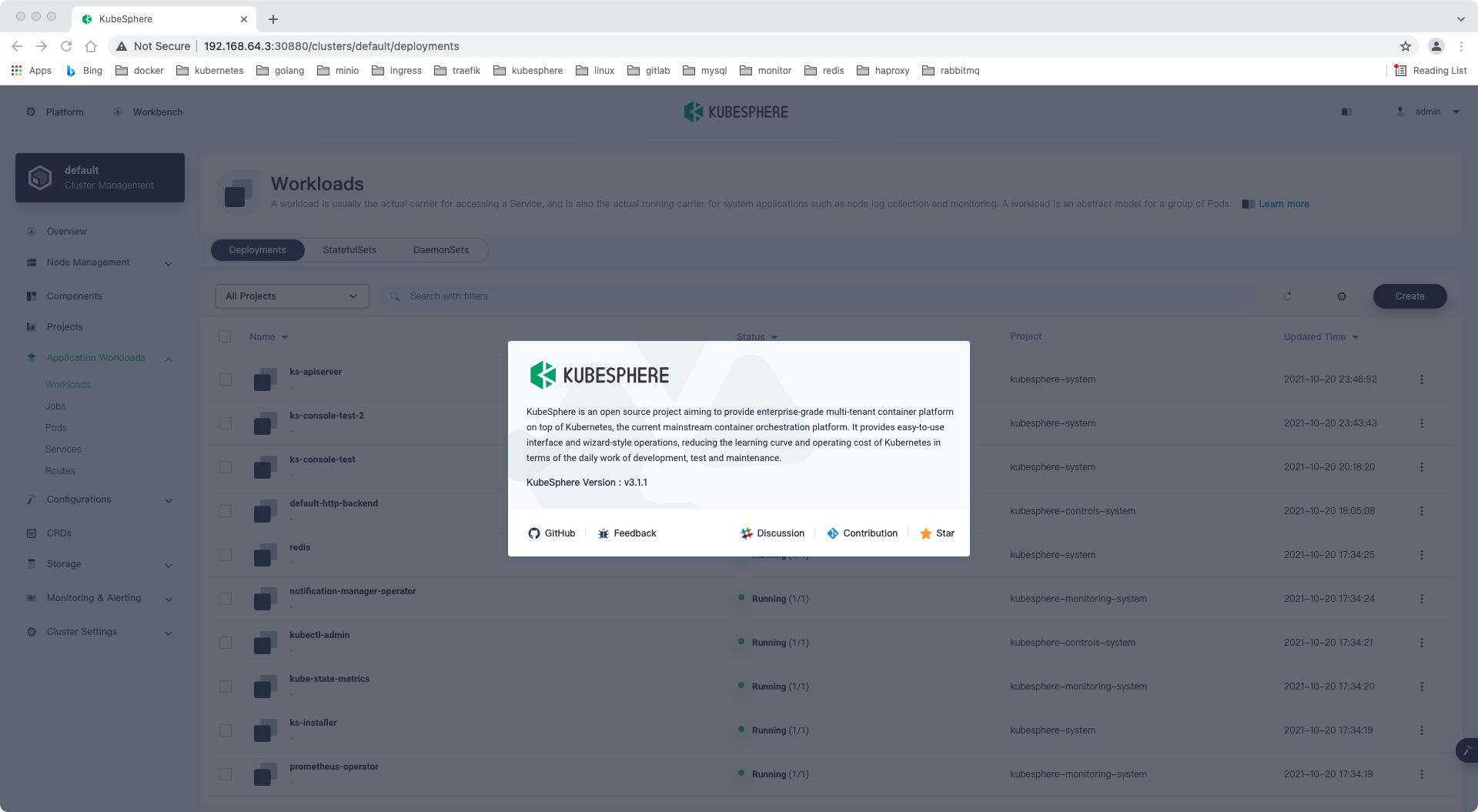Can't close the About page · Issue #2521 · kubesphere/console · GitHub