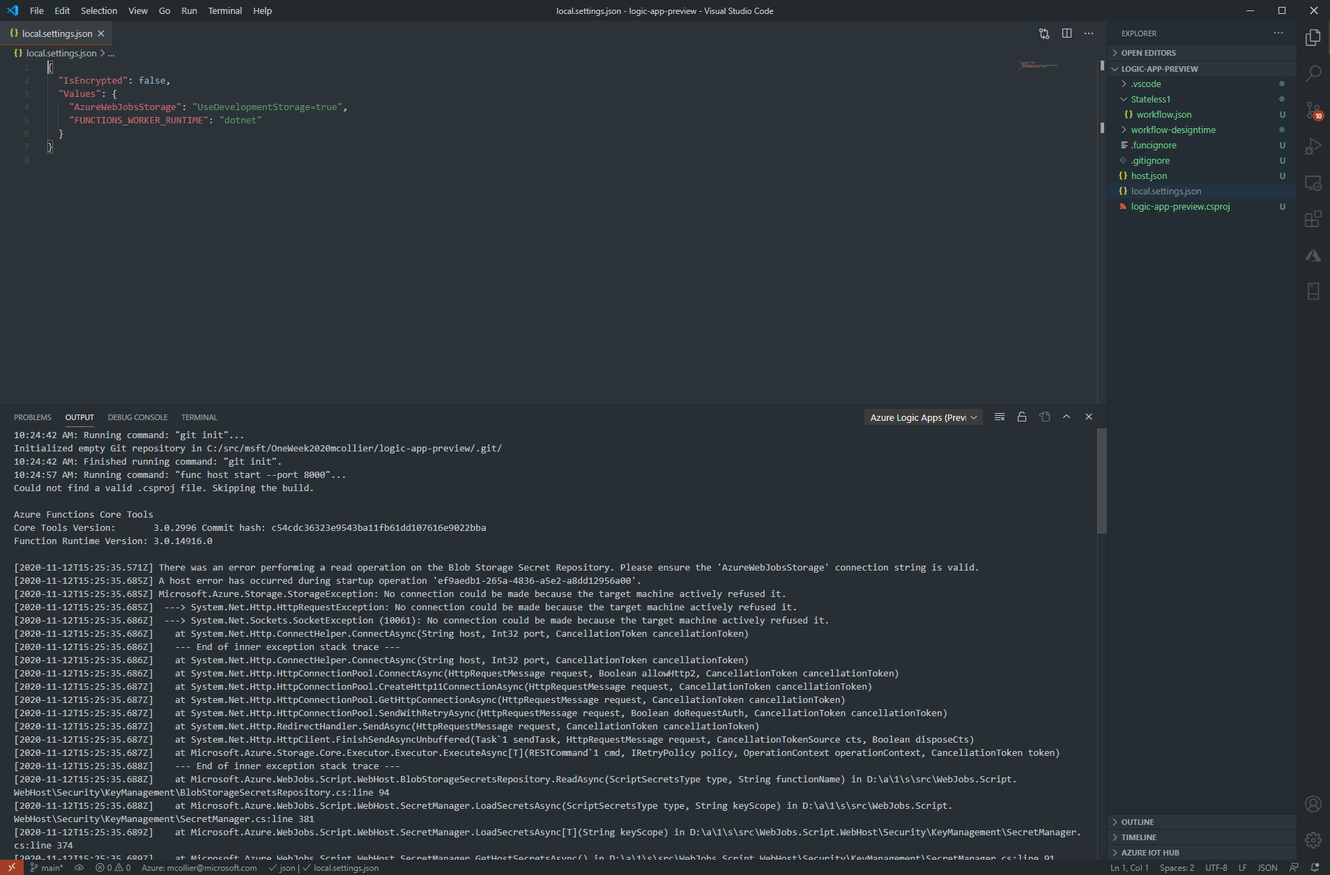 Logic Apps (Preview) VS Code extension - Prompt to start storage emulator · Issue #212 · Azure ...