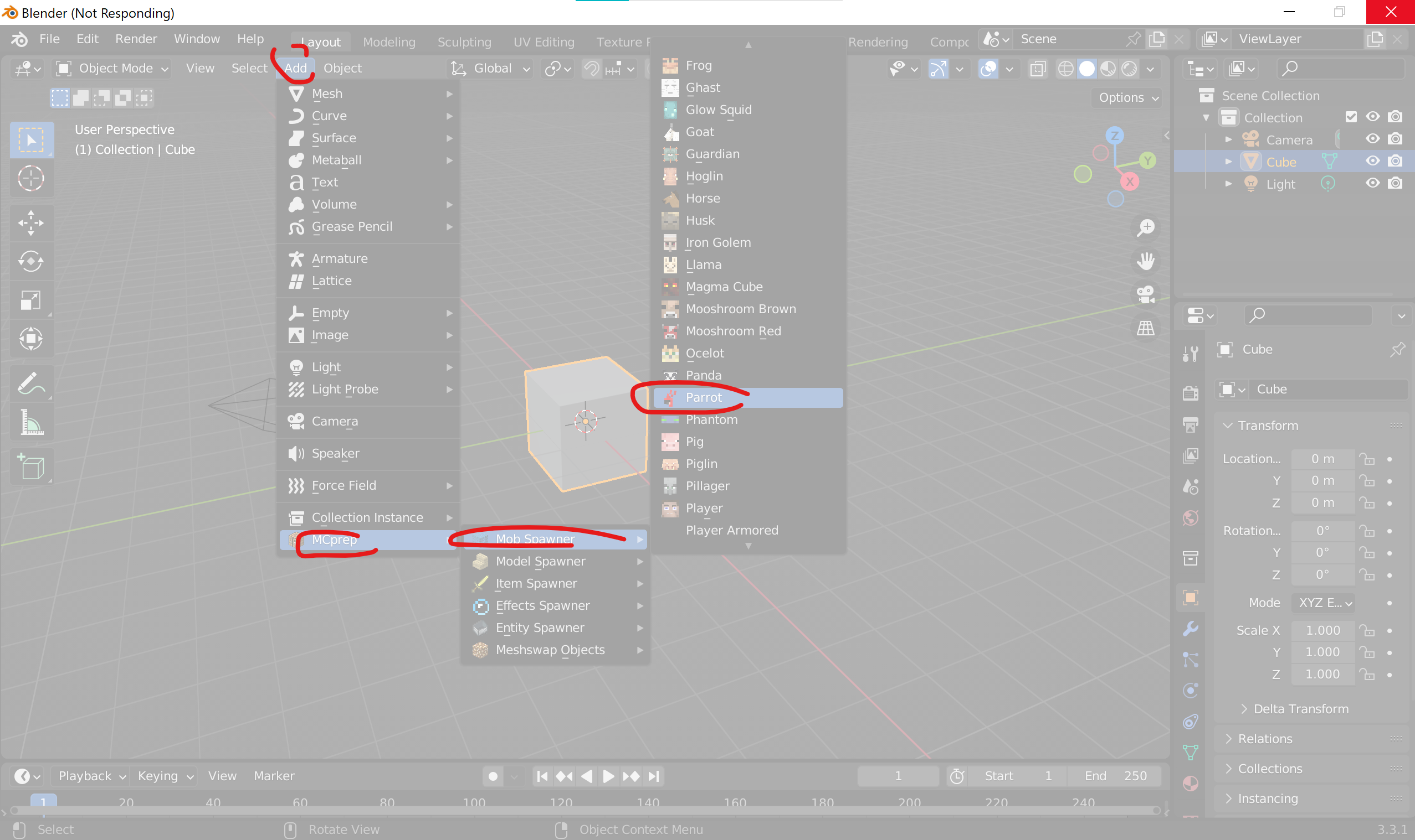 Can T Load In Mobs Issue 351 Moo Ack Productions Mcprep Github