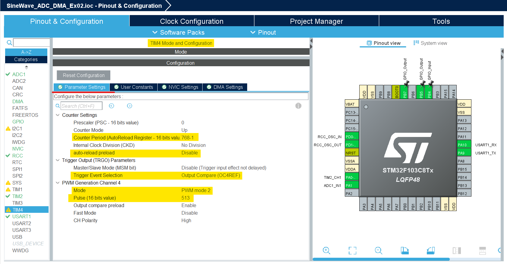GitHub - BernardoLima92/STM32F103_SineWave_ADC_DMA_Ex02: Generating of a sinusoidal signal using ...