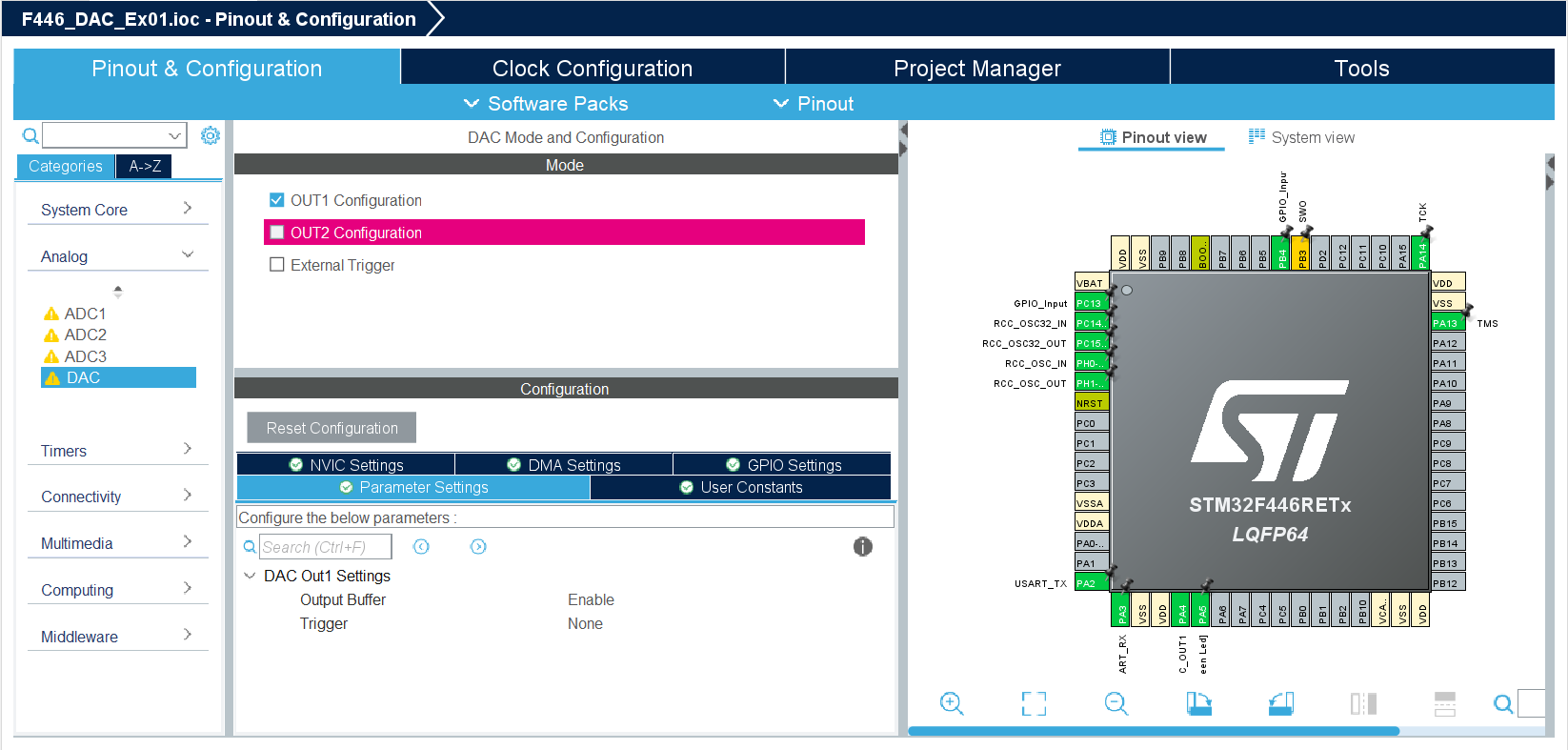 GitHub - BernardoLima92/STM32F446_DAC_Ex01: Usando o DAC da maneira mais simples possível.