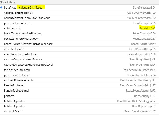 DatePicker: Cannot select month, year, header etc. when placed inside react bootstrap modal ...