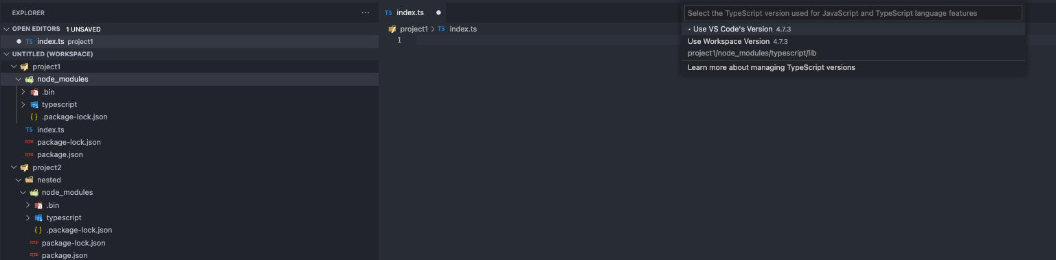 Workspace TypeScript version not detected for nested folders (i.e monorepo) · Issue #151711 ...