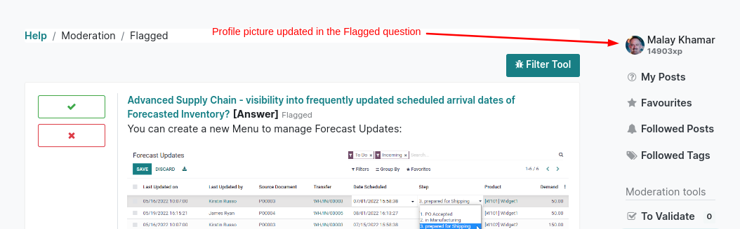 [META] Help Forum : Wrong Profile Picture displayed when you open any Flagged Question. · Issue ...