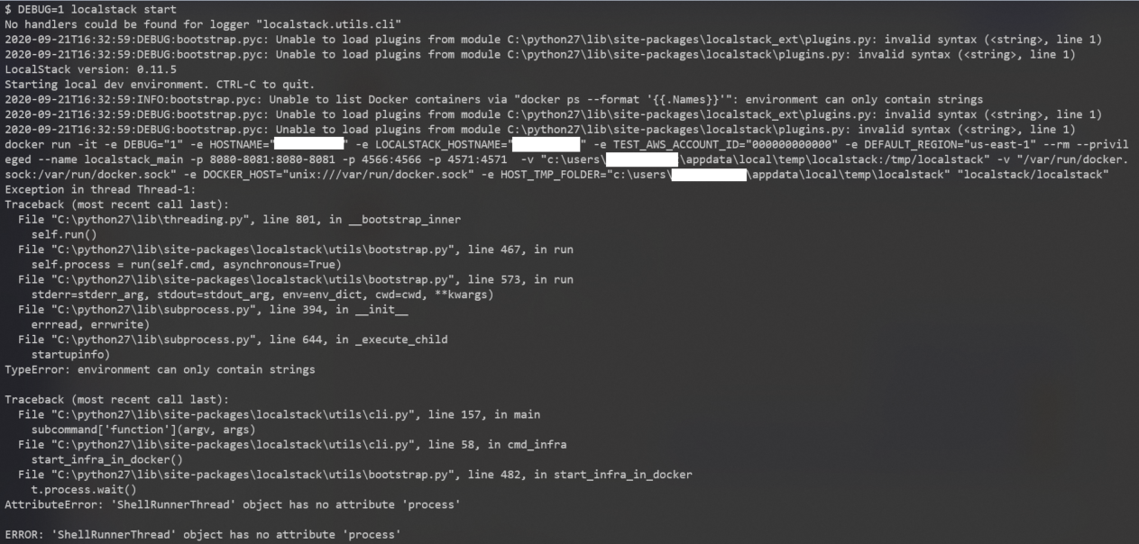 Can't start localstack in Windows 10 · Issue #3017 · localstack/localstack · GitHub