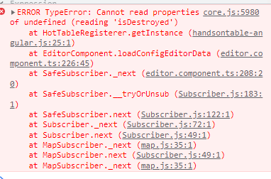 Cannot read properties of undefined (reading 'isDestroyed') at HotTableRegisterer.getInstance ...