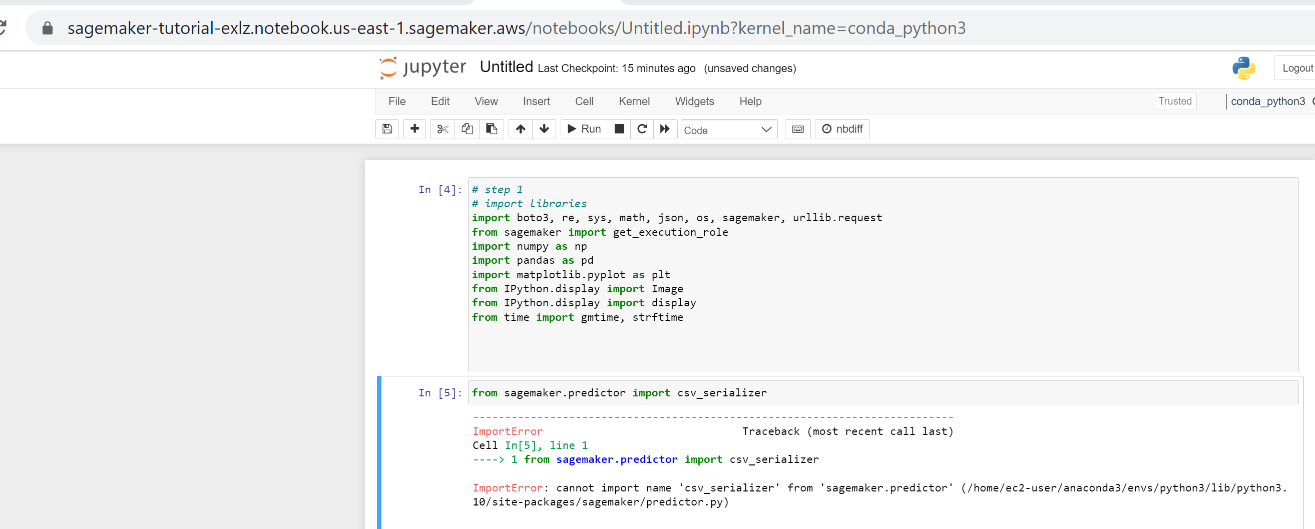 SageMaker Studio ImportError: cannot import name 'csv_serializer' from 'sagemaker.predictor ...