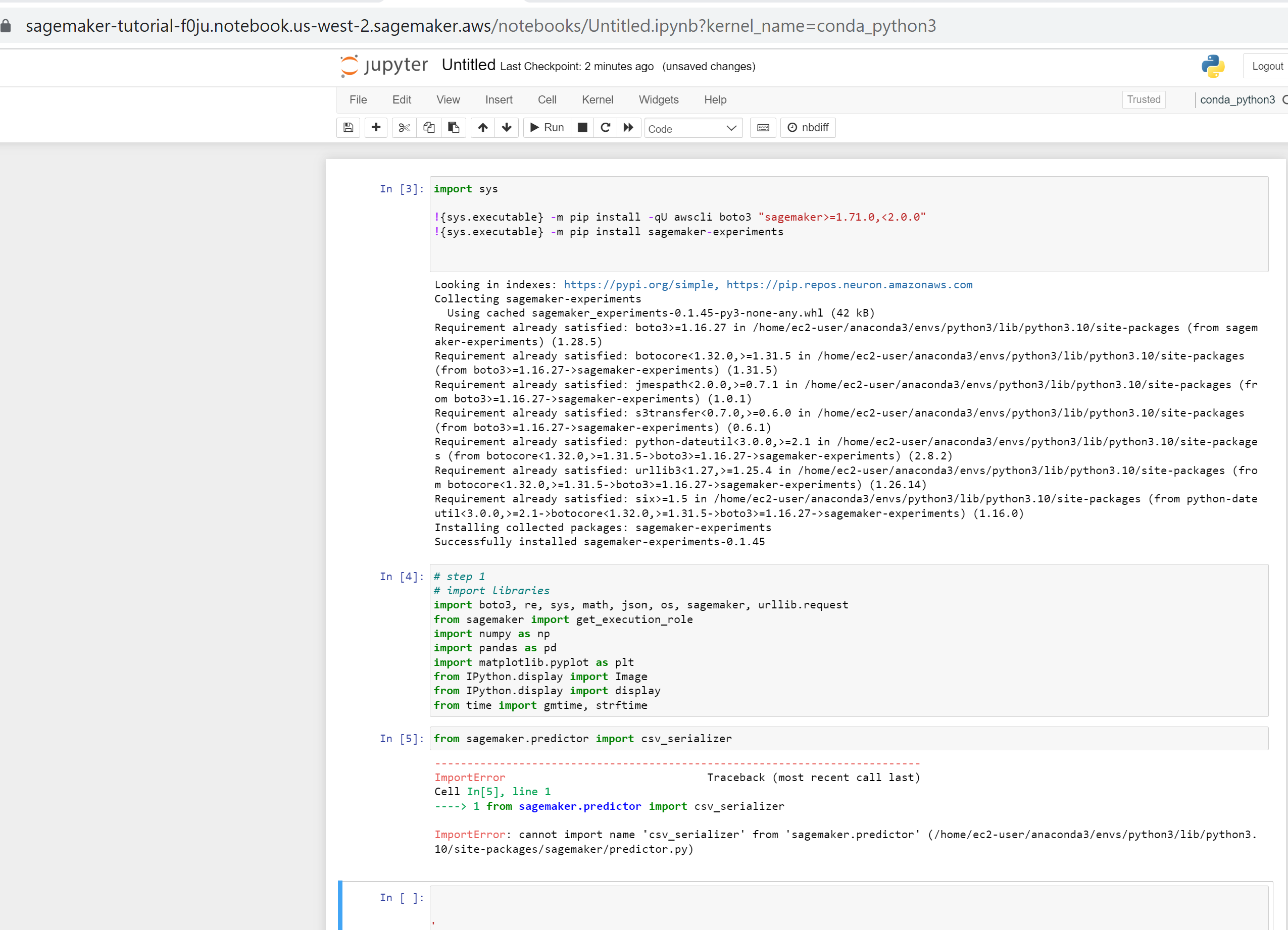 SageMaker Studio ImportError: cannot import name 'csv_serializer' from 'sagemaker.predictor ...
