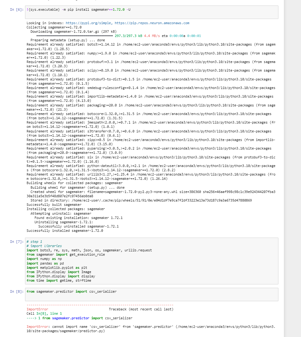 SageMaker Studio ImportError: cannot import name 'csv_serializer' from 'sagemaker.predictor ...