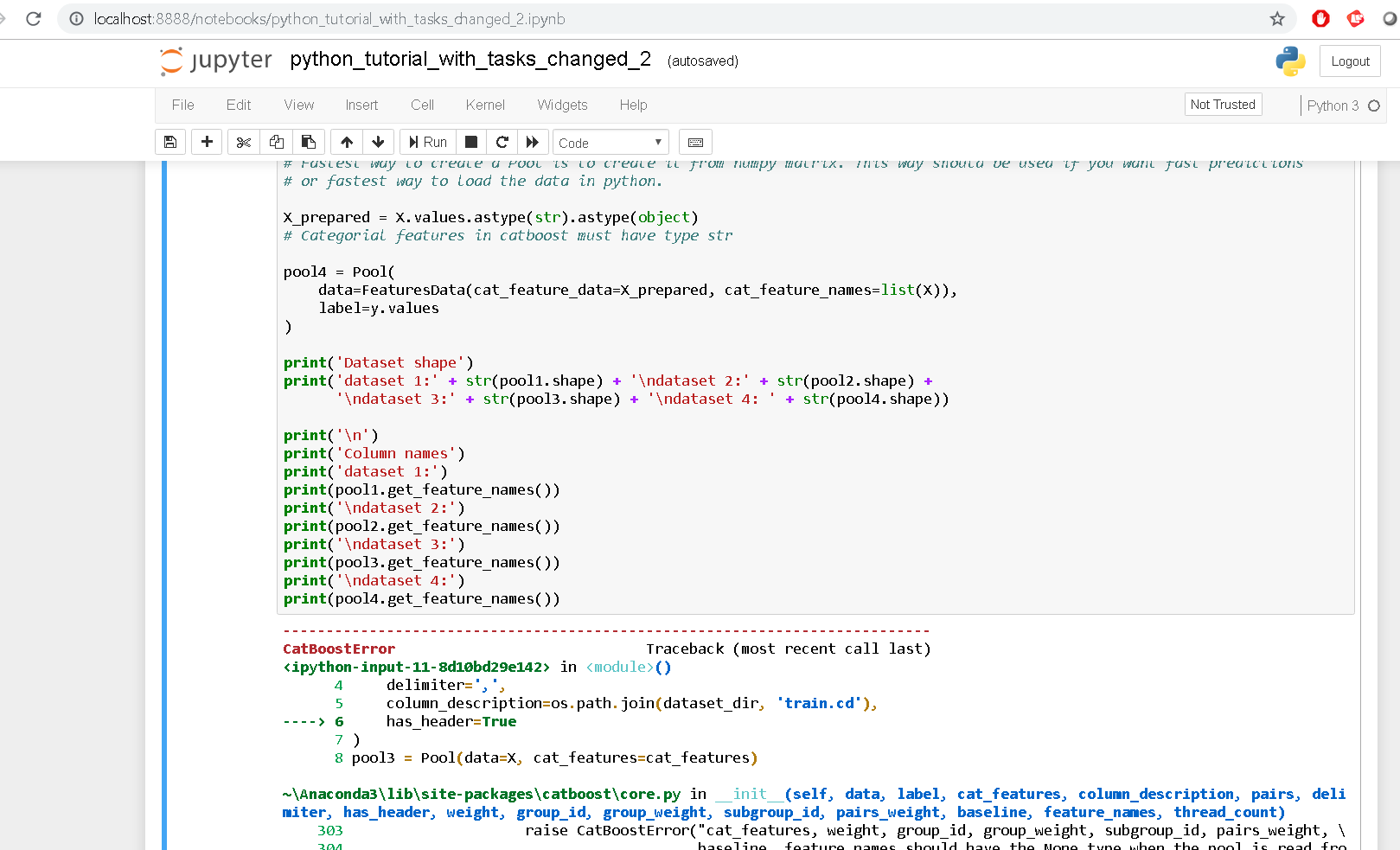 Error In Python Tutorial With Tasks Ipynb · Issue 840 · Catboost Catboost · Github