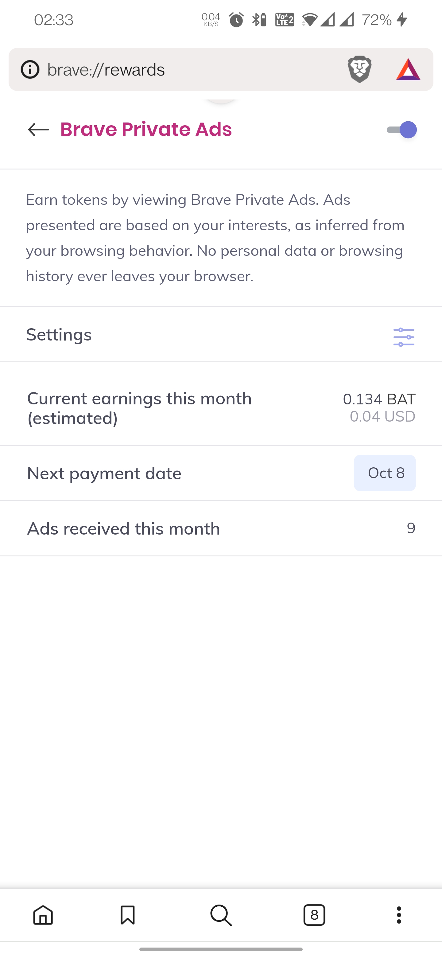BATs are not increasing after ad view. · Issue #25594 · brave/brave-browser · GitHub