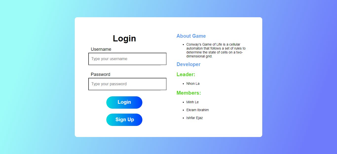 GitHub - minhle28/Conway-s_Game_Of_Life: MySQL-backed login ...