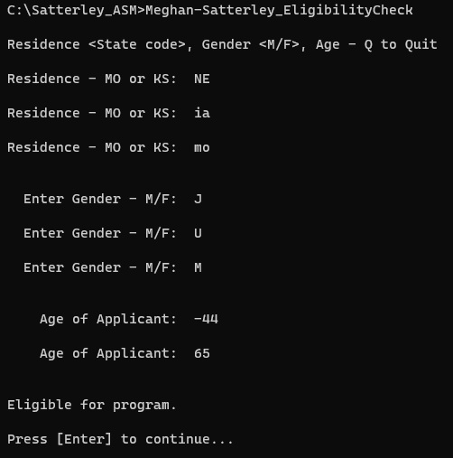 GitHub - Meghan-Satterley/EligibilityCheck: This program simulates an ...