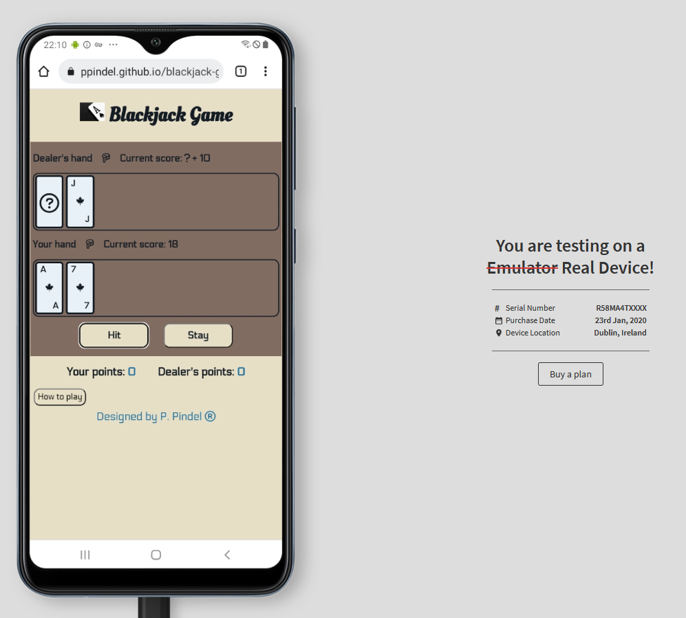 GitHub - PPindel/blackjack-game: Simple blackjack game