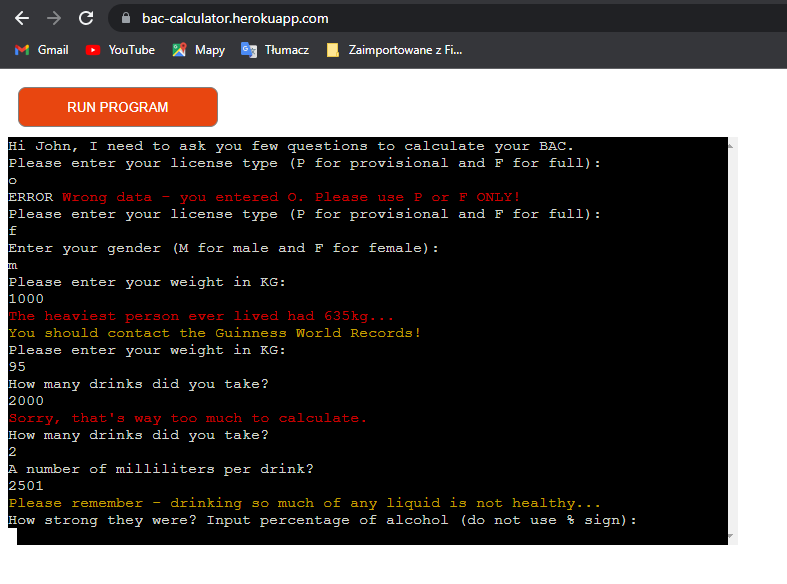 GitHub - PPindel/bac-calculator