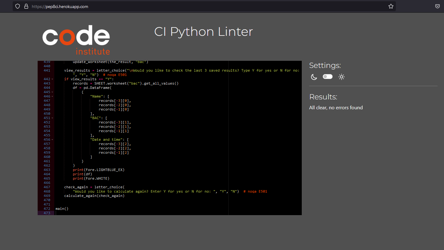GitHub - PPindel/bac-calculator