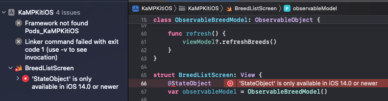 Can't build iOS - minimum deployment target is too low / APIs used require a too high minimum ...