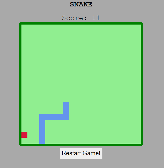 GitHub - BCostin26/Snake: Implemented my own version of Snake game which roams around on a 20 by ...