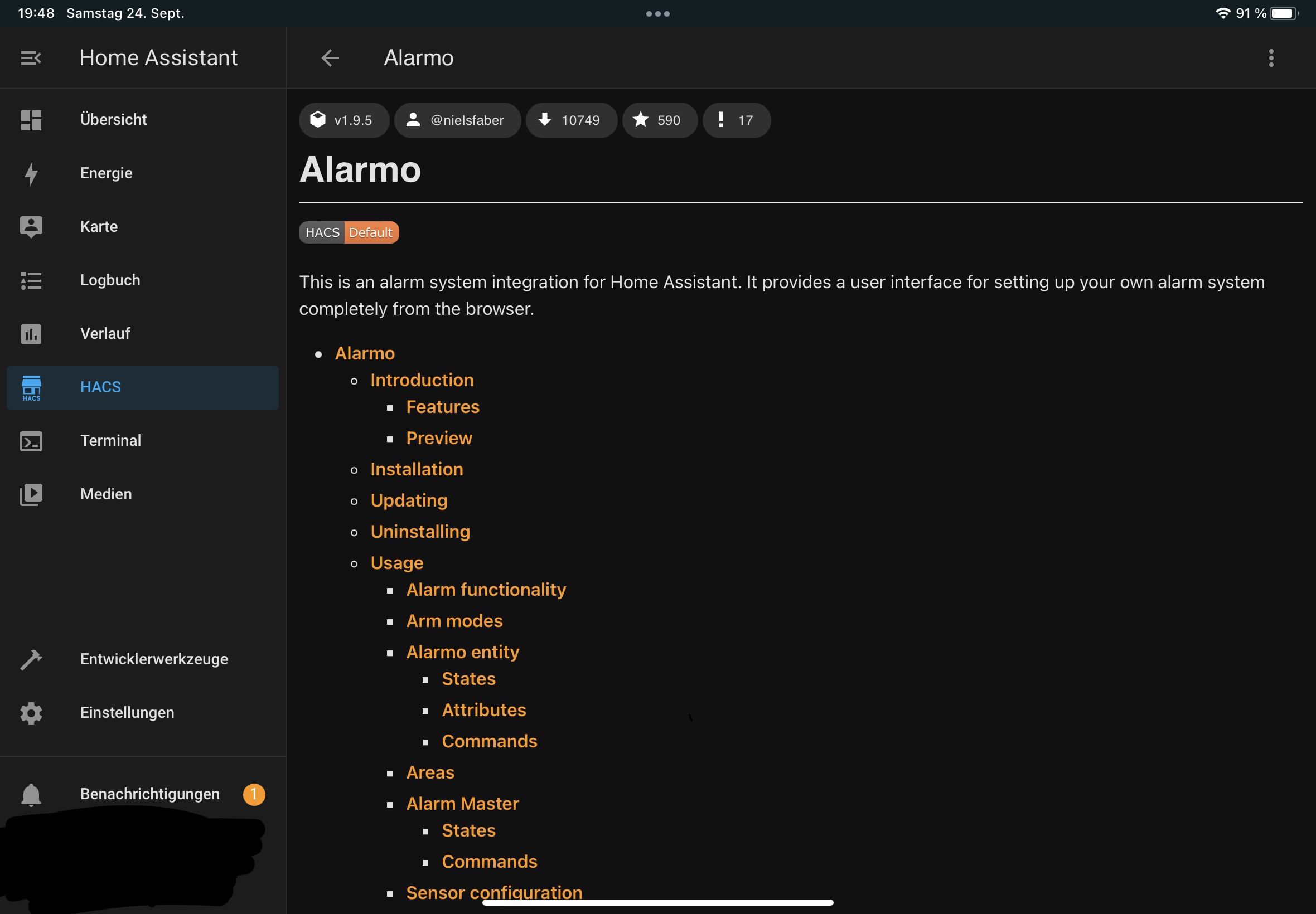 Dont see the Alarmoapp · Issue #581 · nielsfaber/alarmo · GitHub