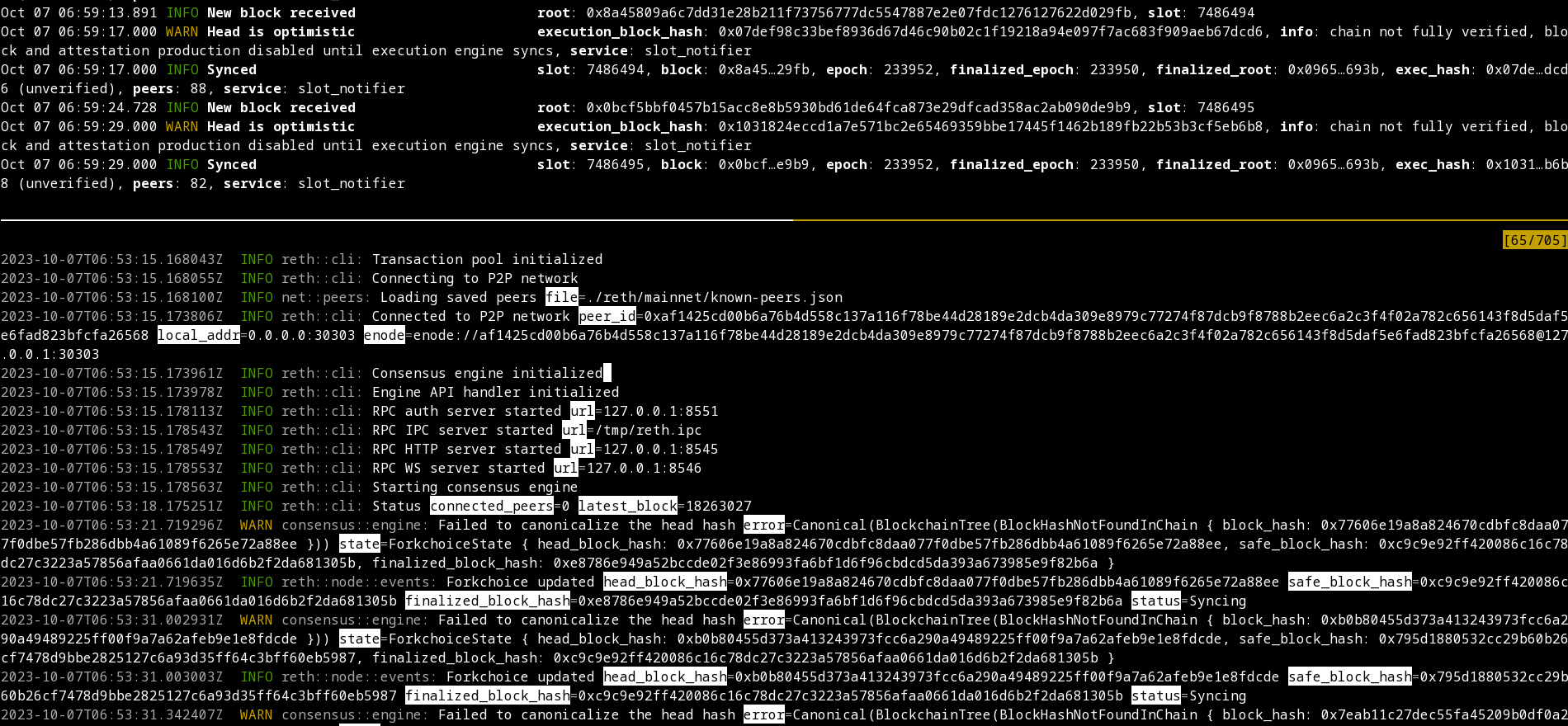 reth not syncing to the latest block, stuck at block 18263027 which 4 ...