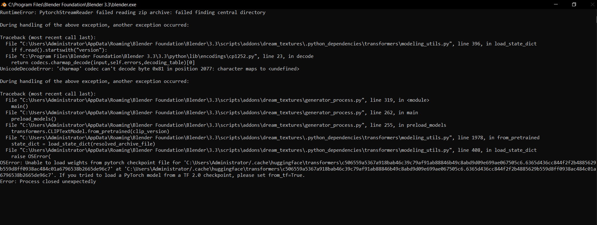 Process closed unexpectedly · Issue #179 · carson-katri/dream-textures · GitHub