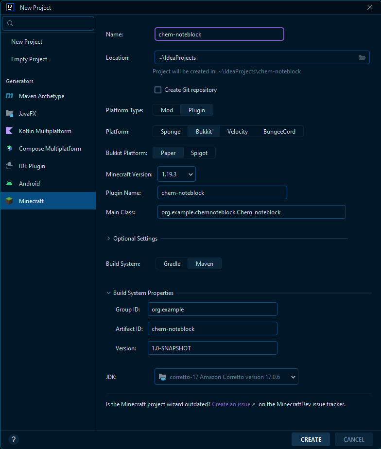 CREATE button doesn't working · Issue #1983 · minecraft-dev/MinecraftDev · GitHub