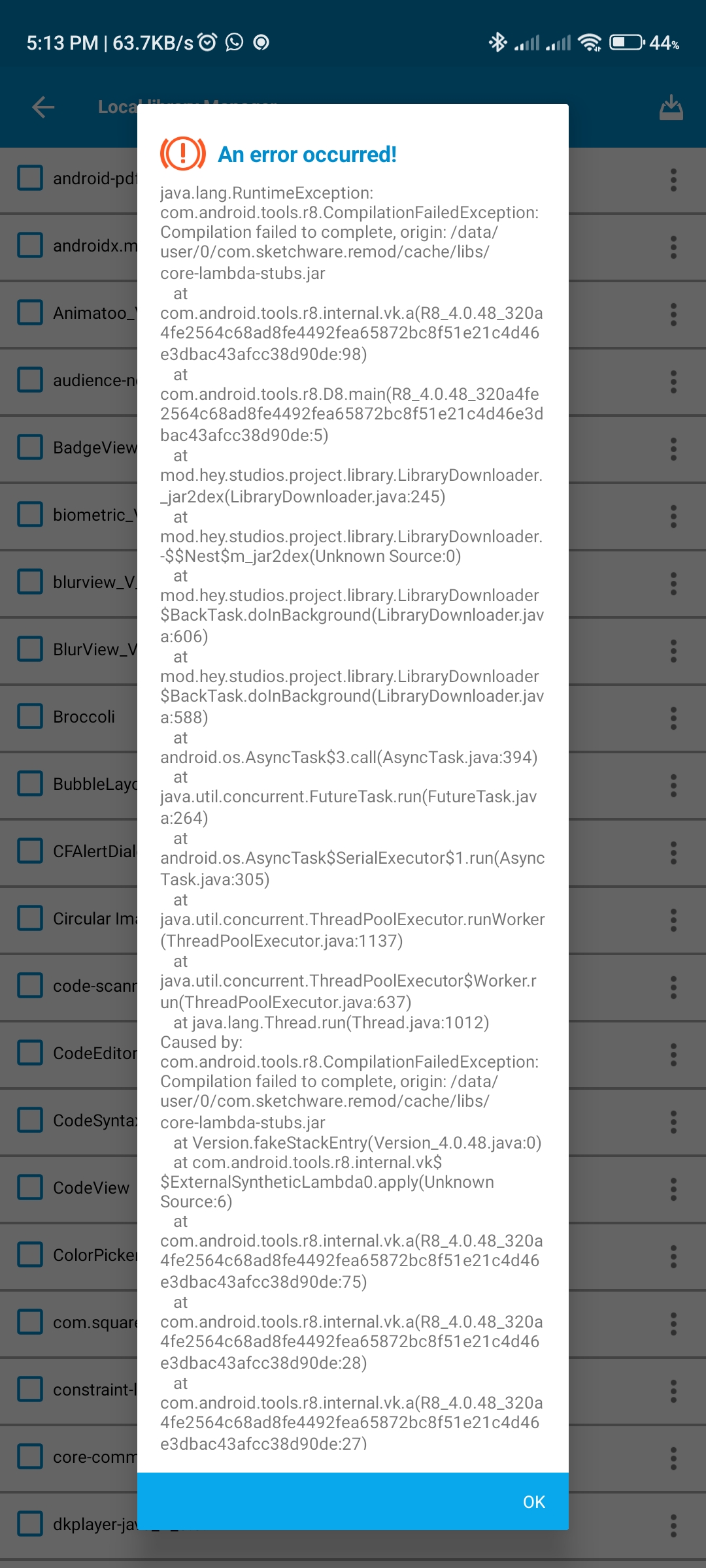 Error While Downloading New Library Snapshot Commit B5a9628 · Issue 870 · Sketchware Pro 3349