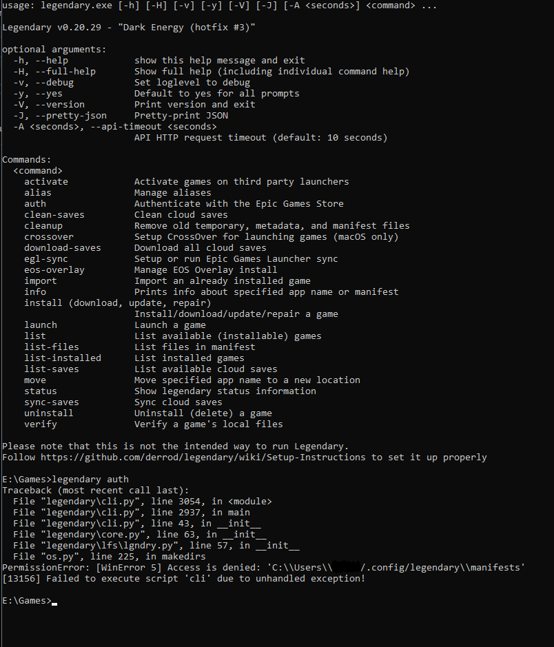 [winerror5 Access Denied] · Issue 483 · Derrod Legendary · Github