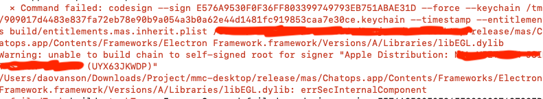 Command Failed Codesign Sign · Issue 6081 · Electron Userlandelectron Builder · Github 0310