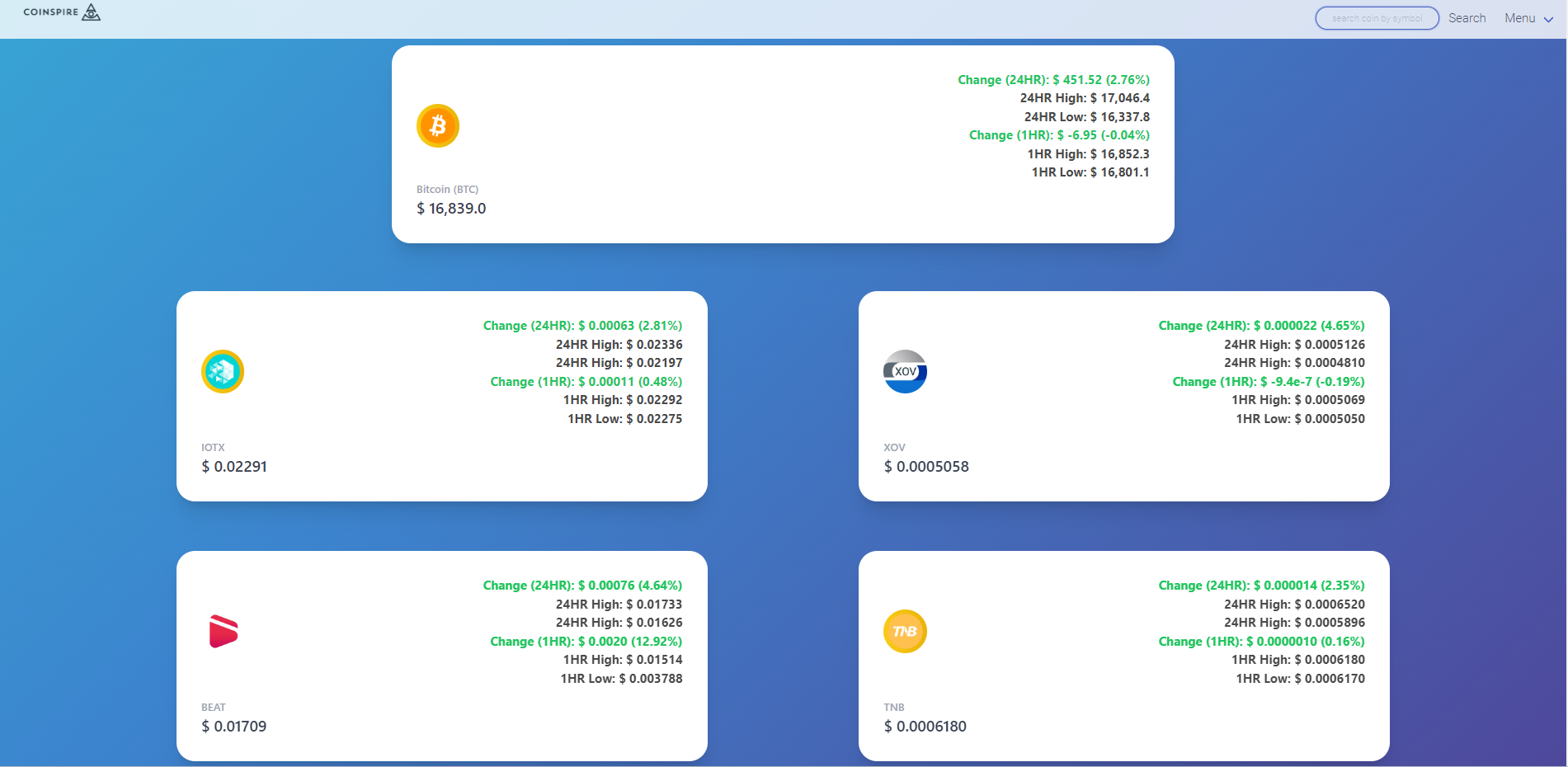 GitHub - devkjoon/coinspire: Cryptocurrency Live-Price Tracker