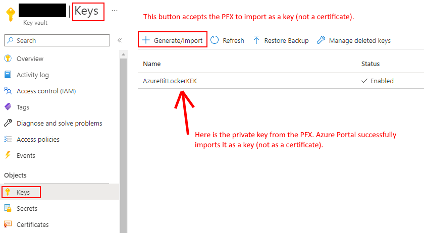 Add-AzKeyVaultKey throws "The requested operation is not supported" exception with "Microsoft ...