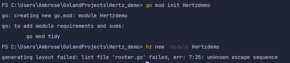 hz(v0.6.0) failed to execute under windows · Issue #642 · cloudwego/hertz · GitHub