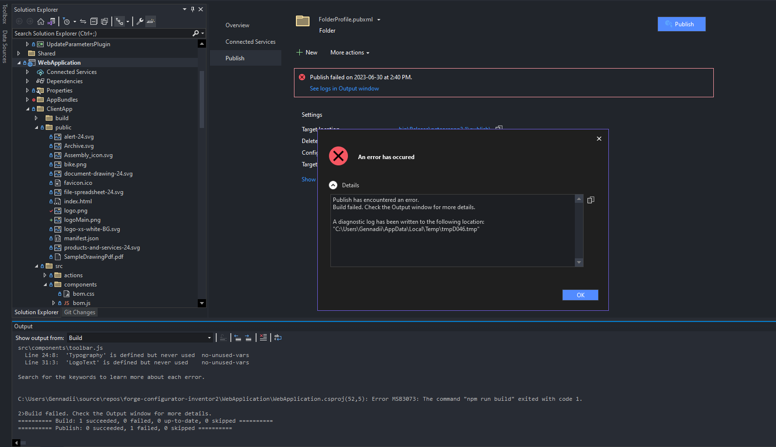 if I change something I cannot publish · Issue #483 · Autodesk-Forge/forge-configurator-inventor ...