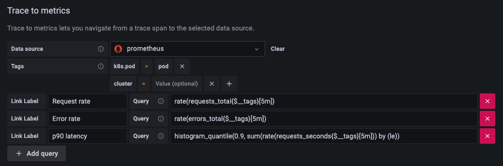 Add span name to tags when you use trace to metrics query · Issue #60961 · grafana/grafana · GitHub