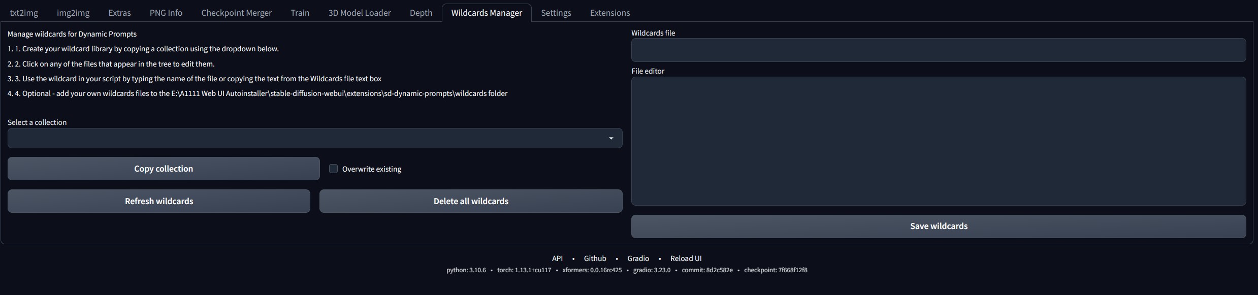 All the wildcards disappeared from the Wildcards Manager tab despite the fact that the folders ...