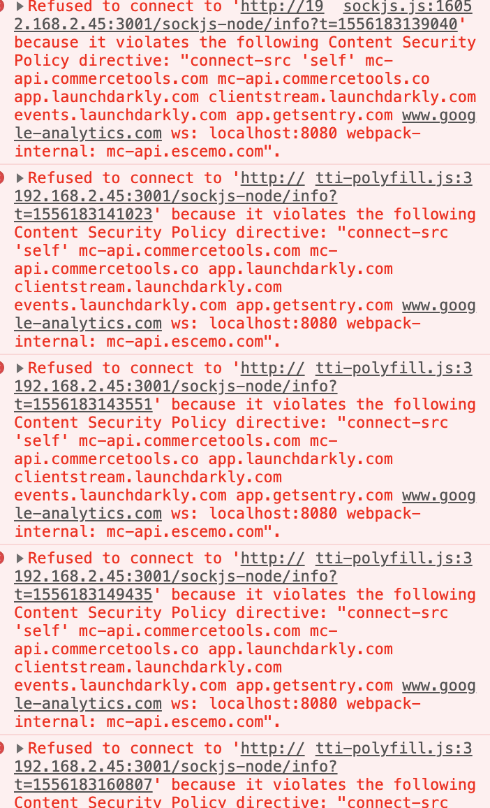 CSP policy complains about webpack-dev-server hot reloading · Issue #569 · commercetools ...