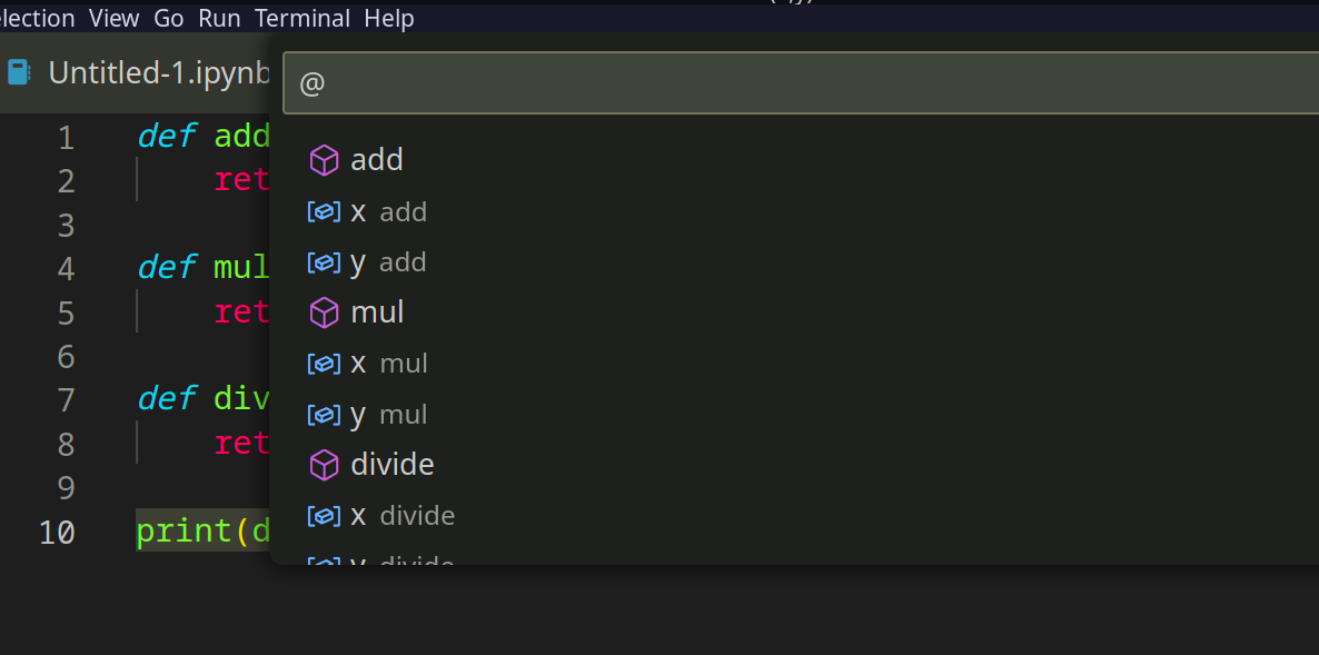 Ctrl+shift+O ( Go to Symbol ) does not work in jupyter notebook · Issue ...
