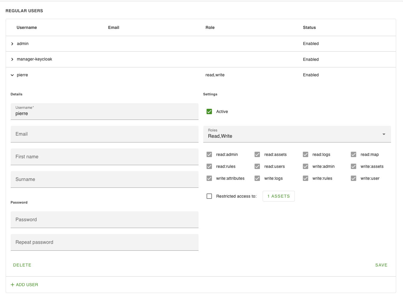 Newly created user with read/write role get's empty page for roles and users · Issue #559 ...