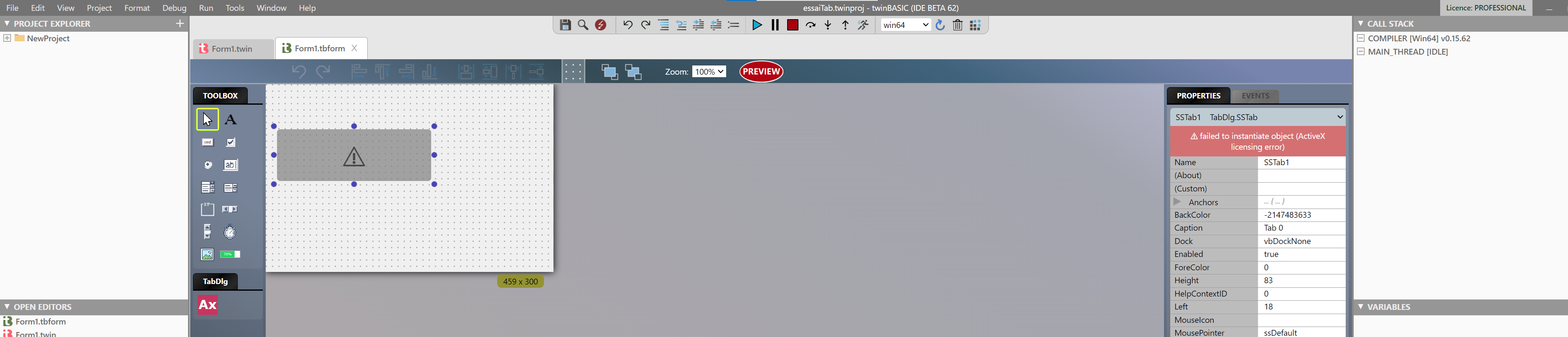 Need a little better fault handling in IDE · Issue #929 · twinbasic/twinbasic · GitHub