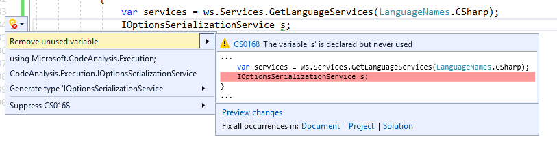 Remove Unused Variable Should Appear Below Add Using · Issue 26177