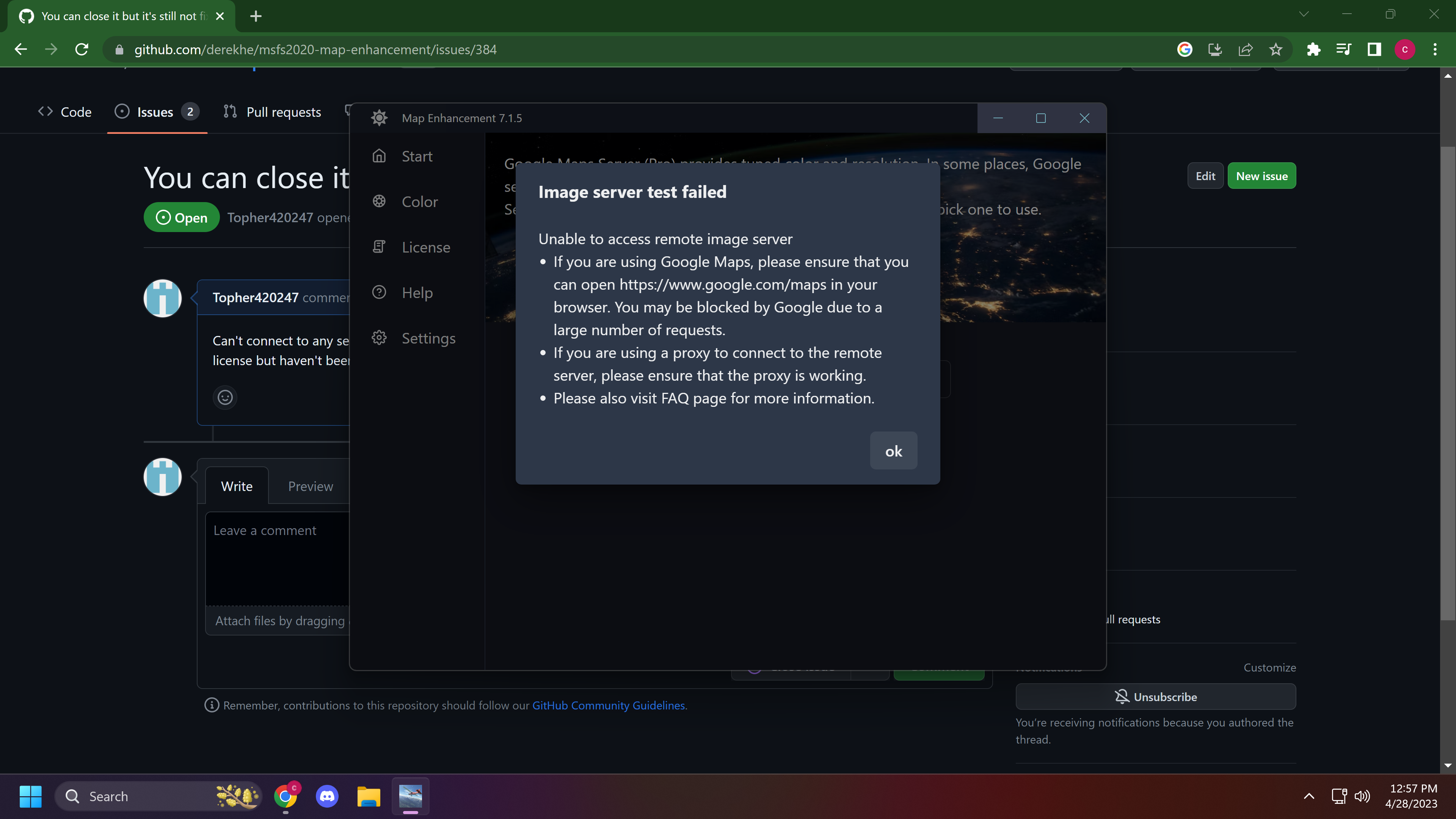 You can close it but it's still not fixed · Issue #384 · derekhe/msfs2020-map-enhancement · GitHub