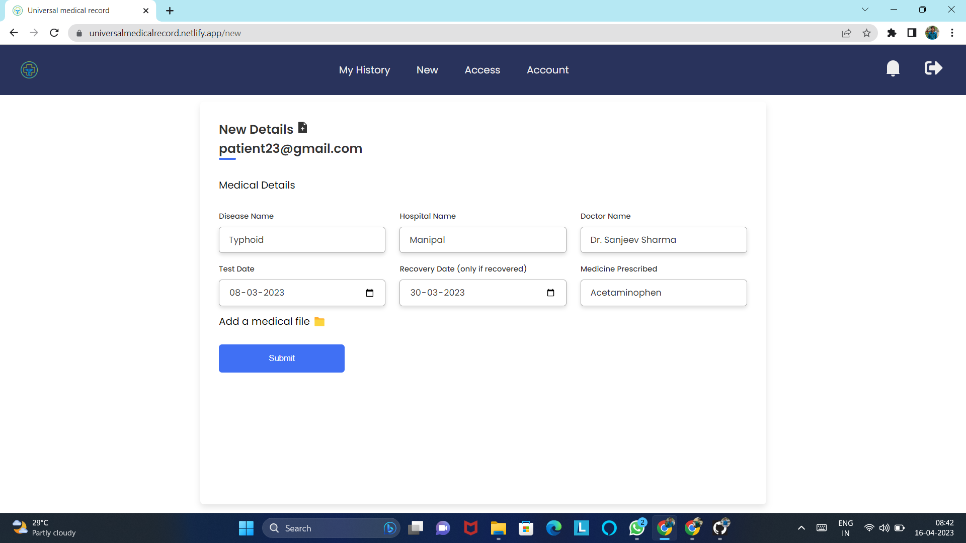 GitHub - sarasverma/Universal-medical-record