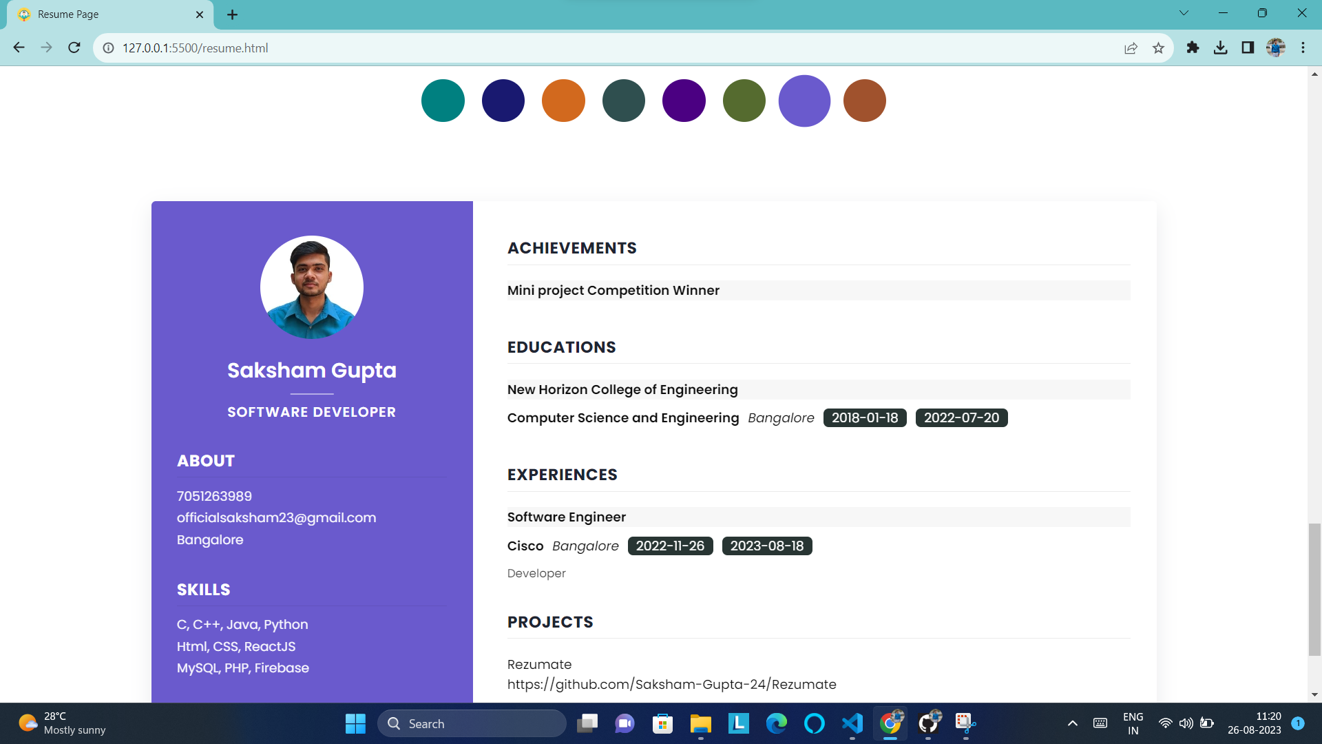 GitHub - Saksham-Gupta-24/Rezumate: Rezumate is an online platform that uses HTML, CSS, and ...