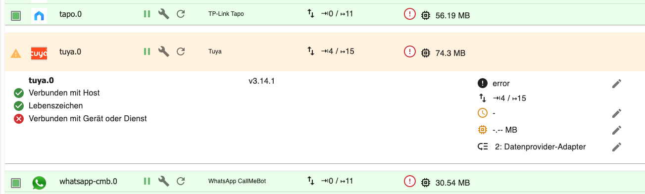 Verbunden mit Gerät oder Dienst mit Warnung - funktioniert aber · Issue #526 · Apollon77 ...