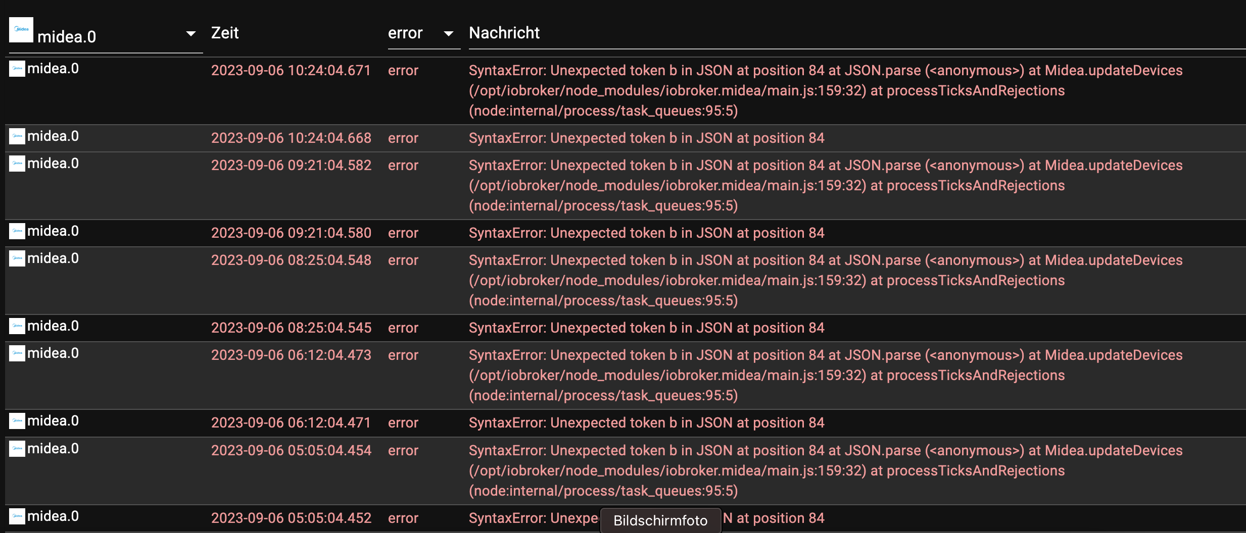 Midea Adapter wirft Errors aus, funktioniert aber eine zeitlang · Issue #218 · TA2k/ioBroker ...