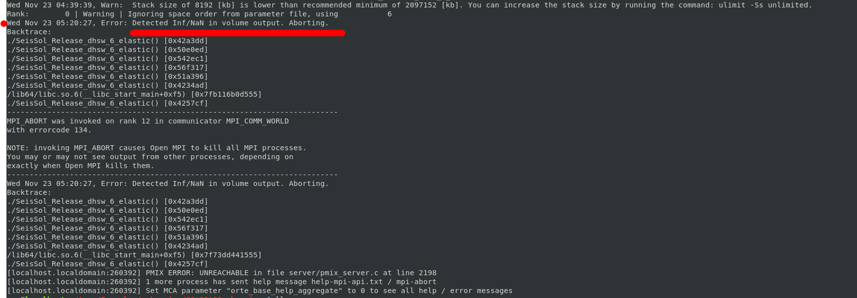Error Detect Inf/NaN in volume output. abortting. · SeisSol SeisSol · Discussion #737 · GitHub